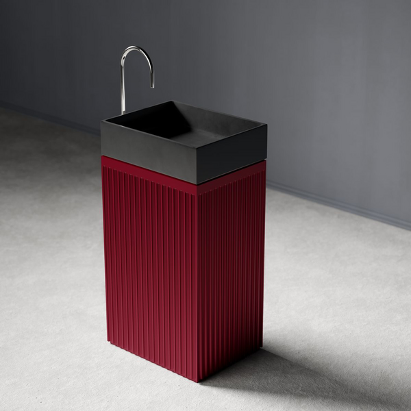 Meek Doric Colour Pedestal Freestanding Charcoal Basin with Cherry Base ...