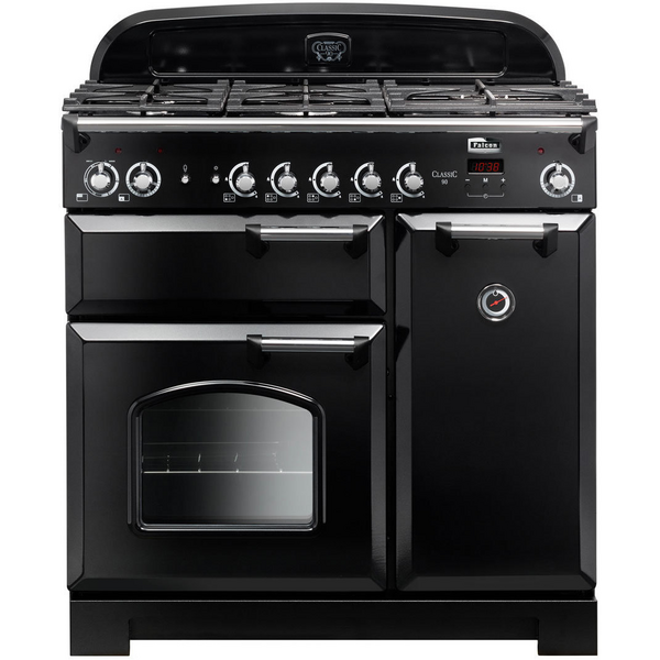 Falcon 90cm Classic Natural Gas Freestanding Oven Stove Black and Chrome CLA90NGFBL CH Winning Appliances