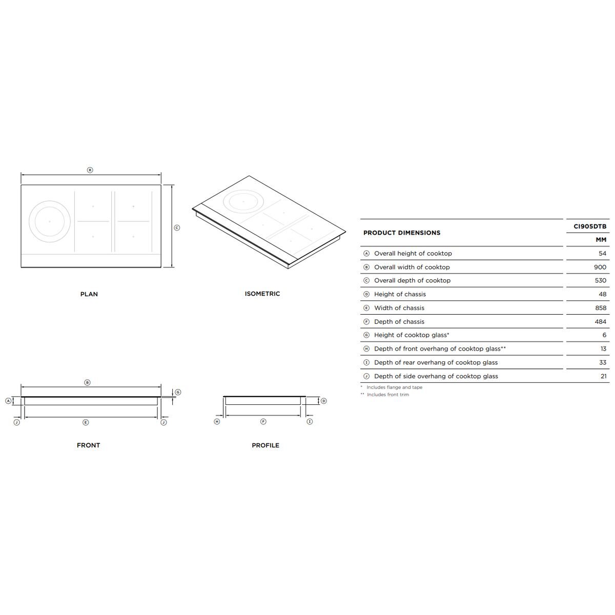 Fisher & Paykel 90cm Series 9 Black 5 Zone Induction Cooktop With Smart ...