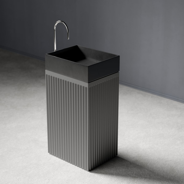 Meek Doric Colour Pedestal Freestanding Charcoal Basin with Charcoal ...